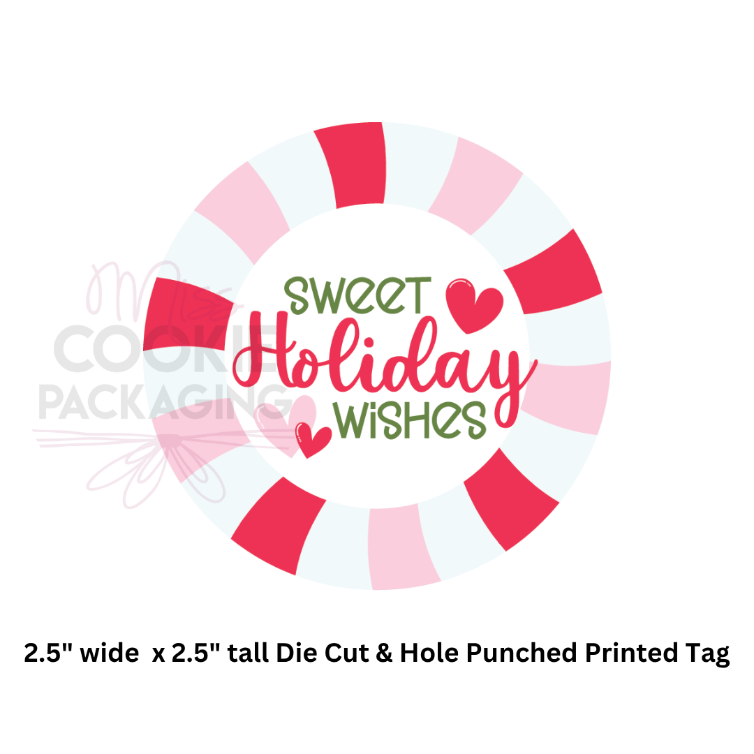 Sweet Holiday Wishes Peppermint Candy Cookie Tag 2.50" x 2.50" - QTY 2 ...