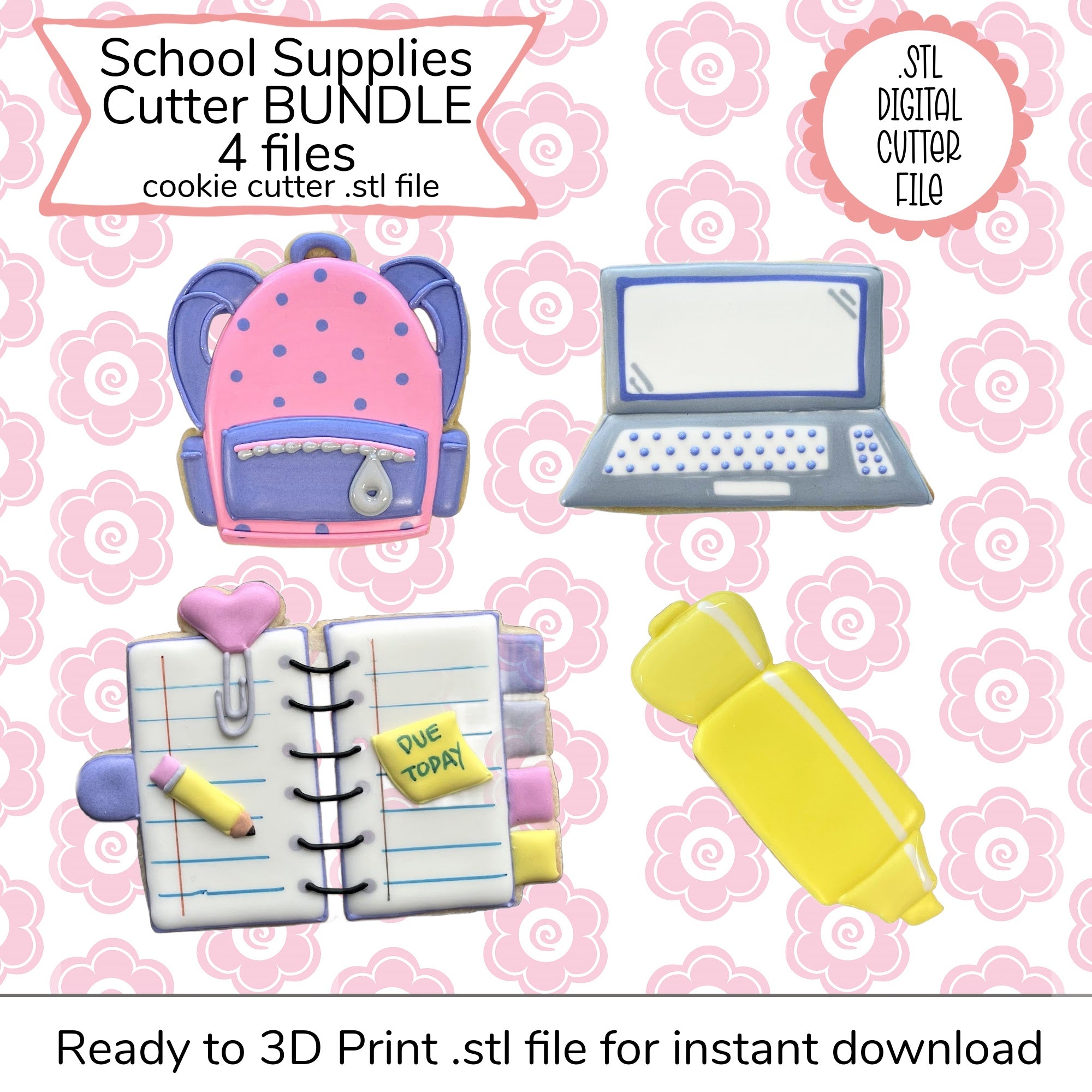 School Supplies Cutter Bundle STL Files (digital file) – The Flour Box