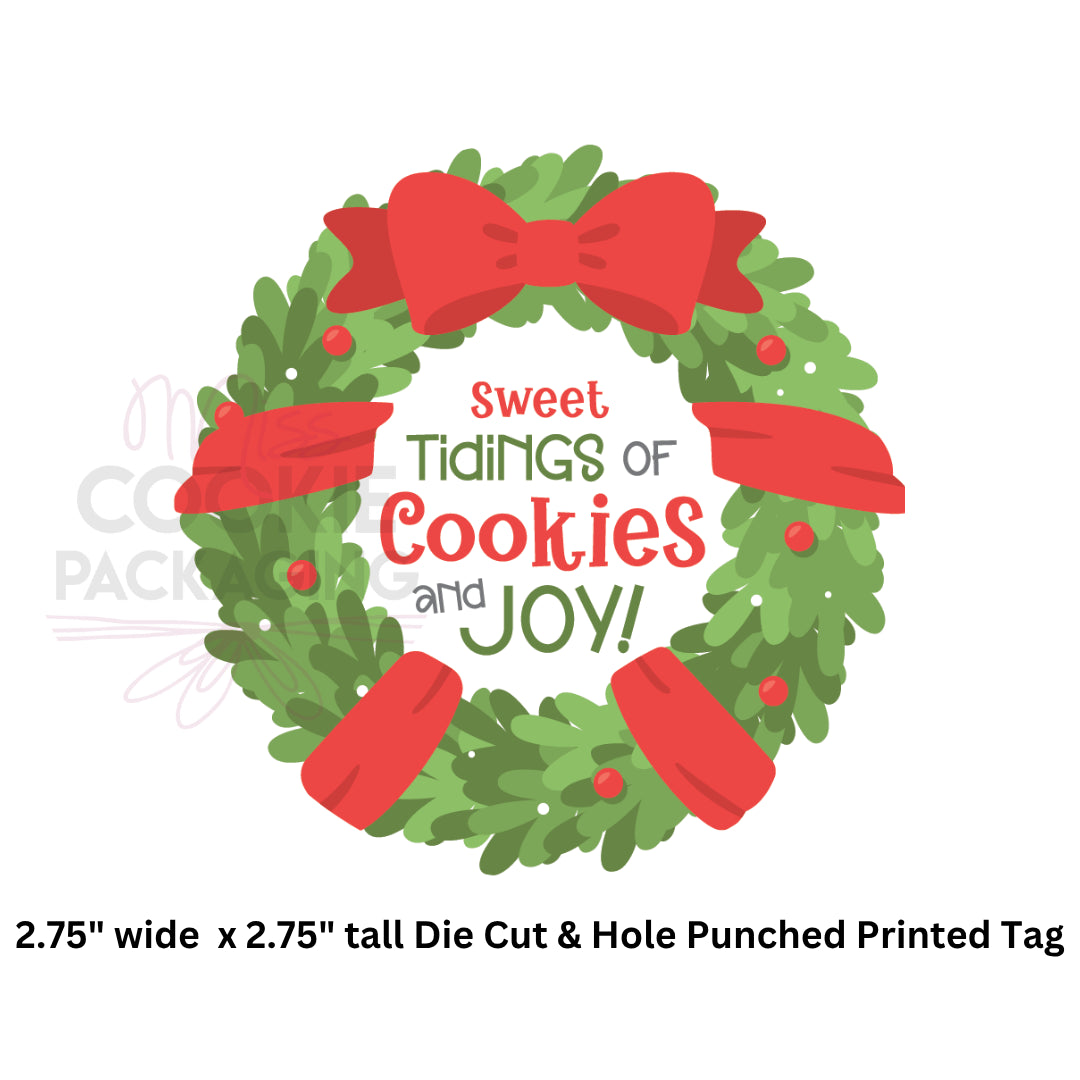 Sweet Tidings of Cookies and Joy Wreath Cookie Tag 2.75" x 2.75" - QTY ...