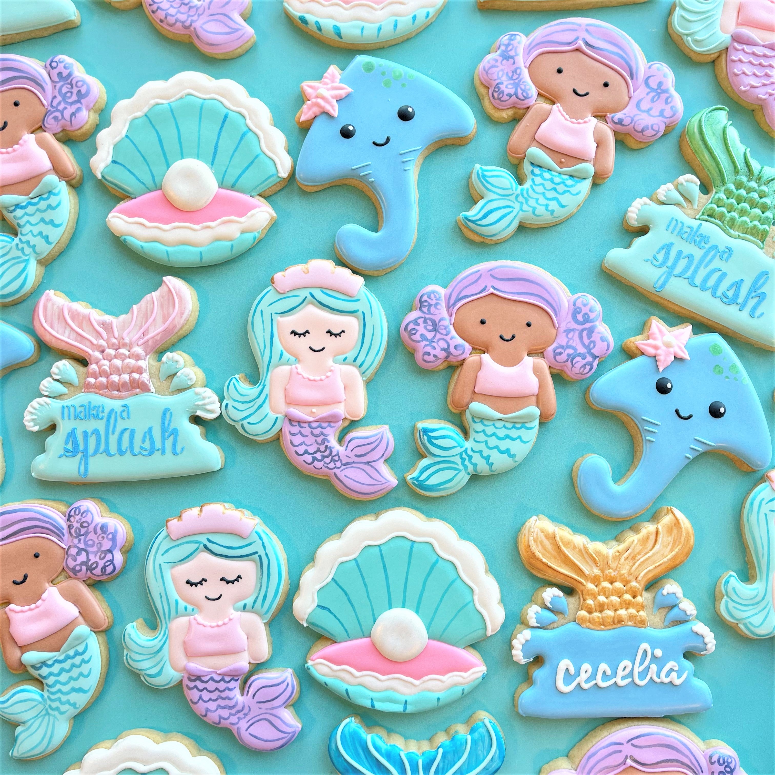 Mermaid Baby Shower Cookies Mermaid Baby Shower Cake Topper Fondant