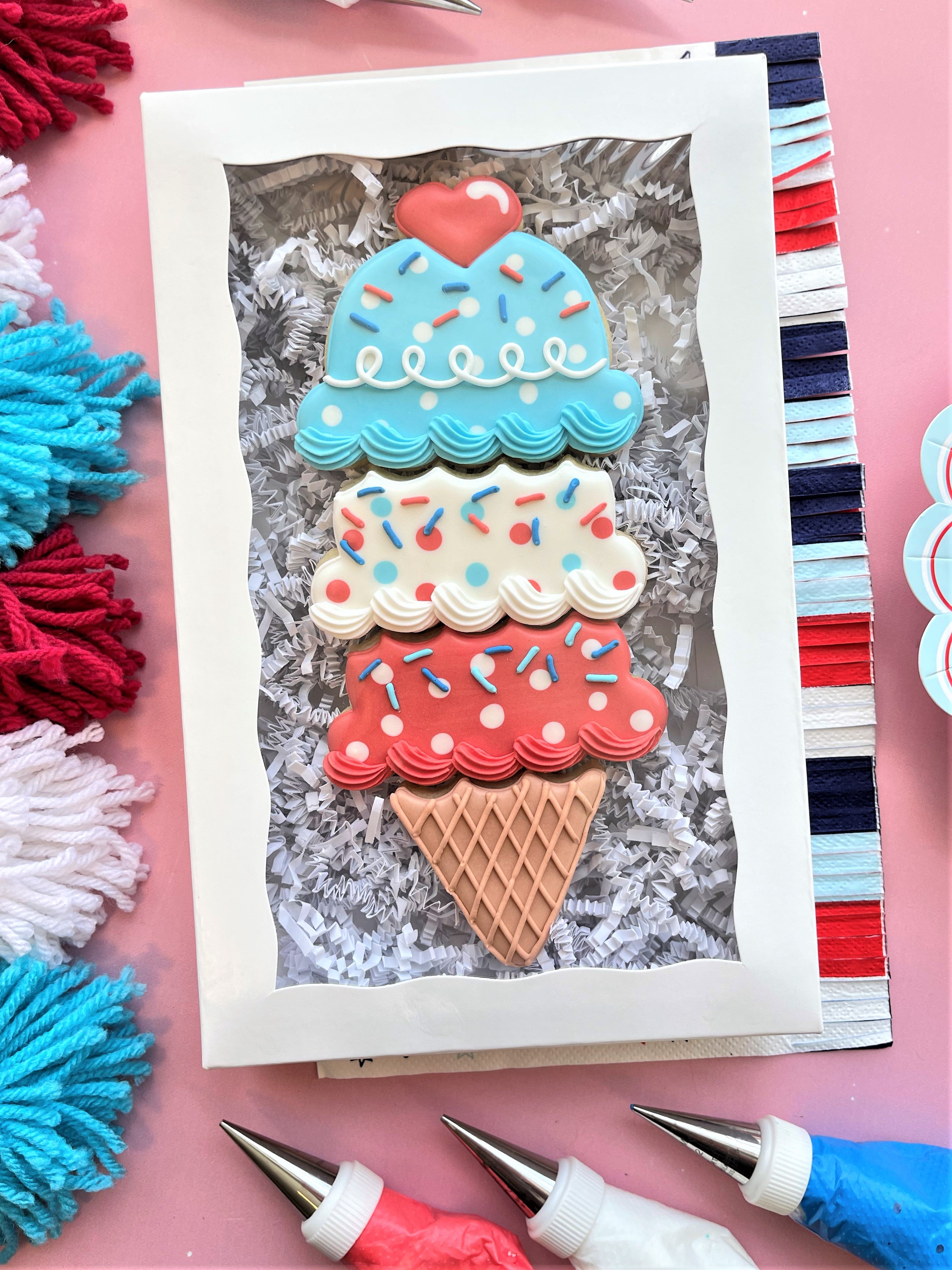 How to Decorate an Ice Cream Stack Cookie Set – The Flour Box