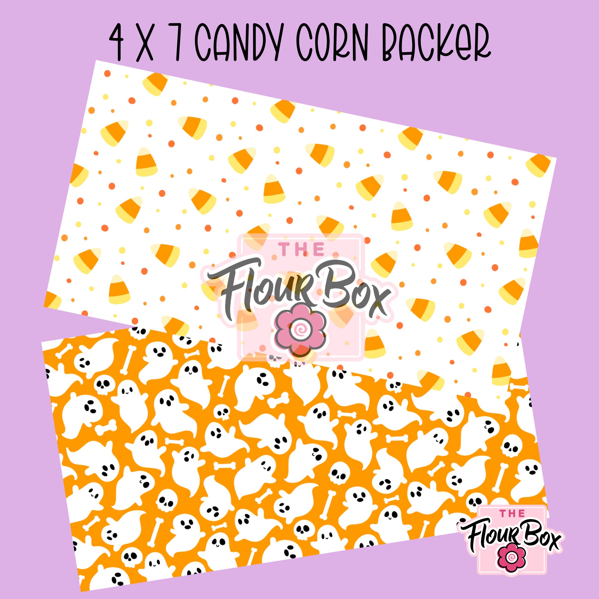Candy Corn and Ghosts Cookie BOX Backer - 4" x 7" Rectangle - 25 BACKE ...