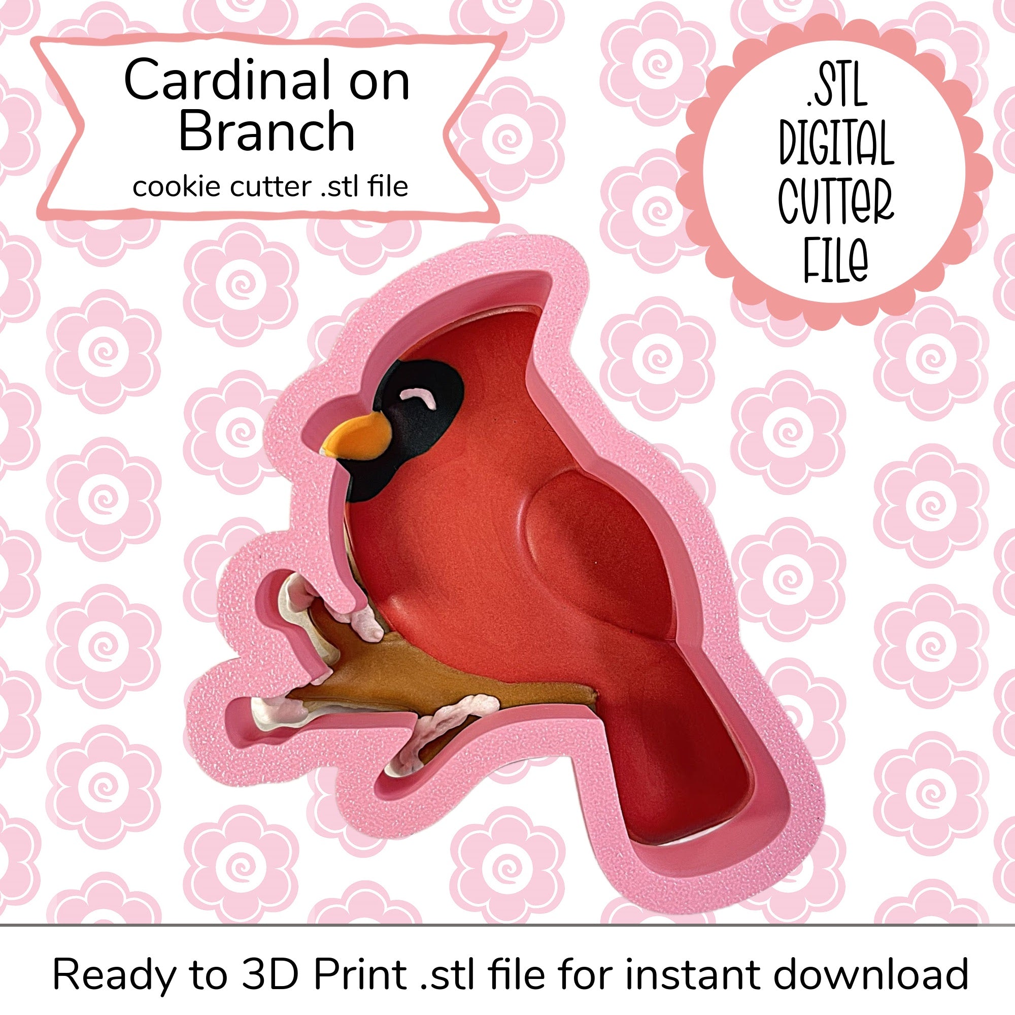 Cardinal on Branch Cutter STL File (digital file) – The Flour Box