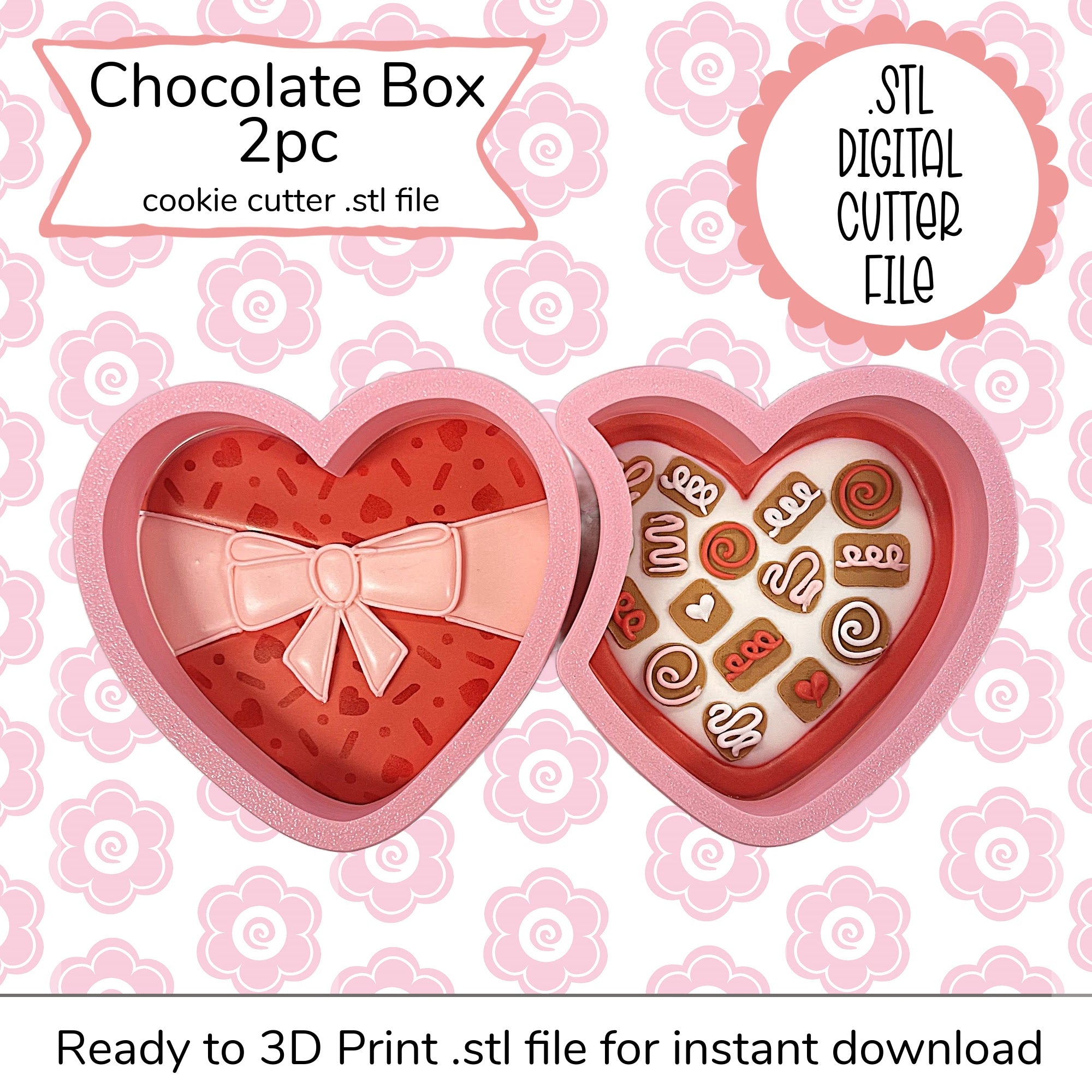 Chocolate Box 2pc Cutter Set STL File and SVG Stencil (digital file ...