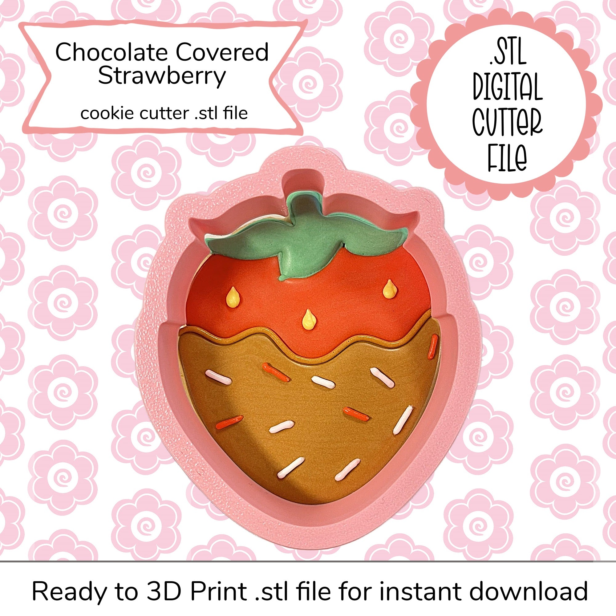 Chocolate Covered Strawberry Cutter STL File (digital file) – The Flour Box