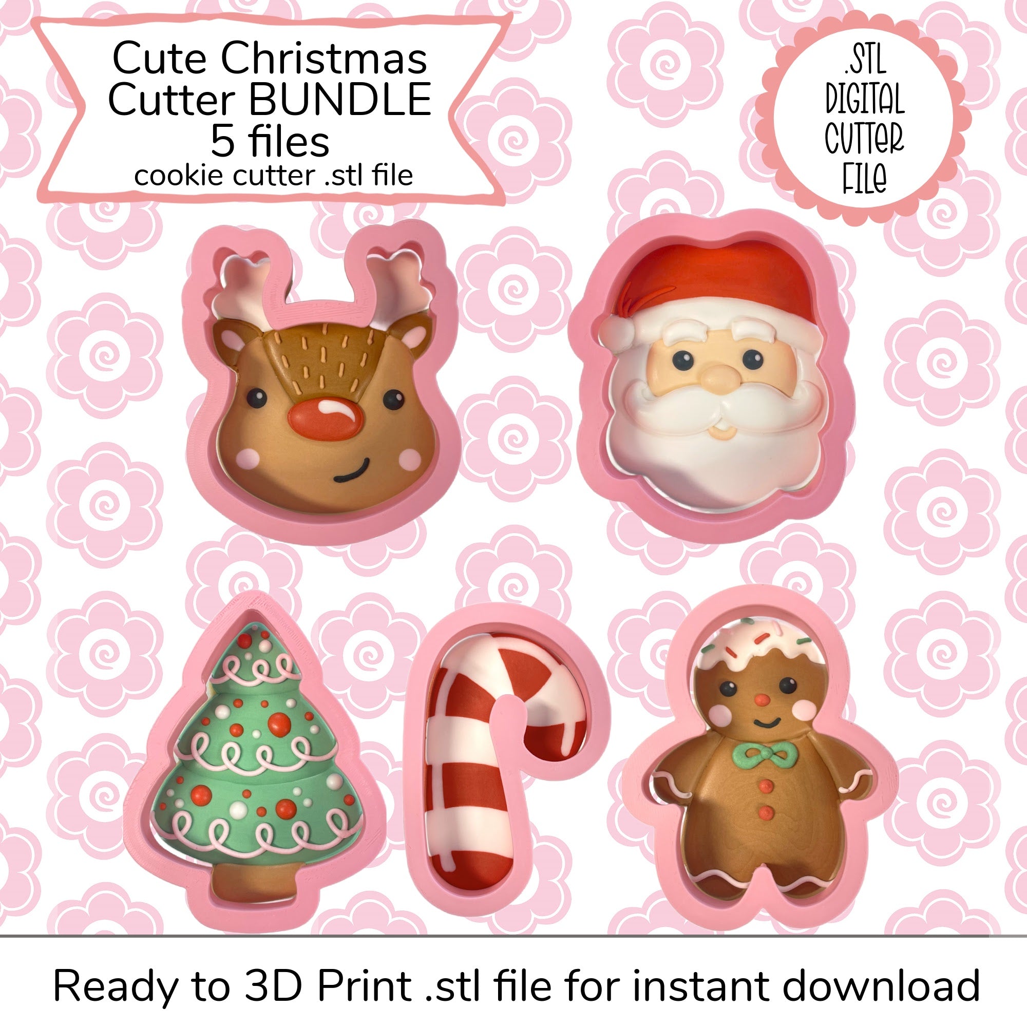 Cute Christmas Cutter Bundle STL Files (digital file) – The Flour Box