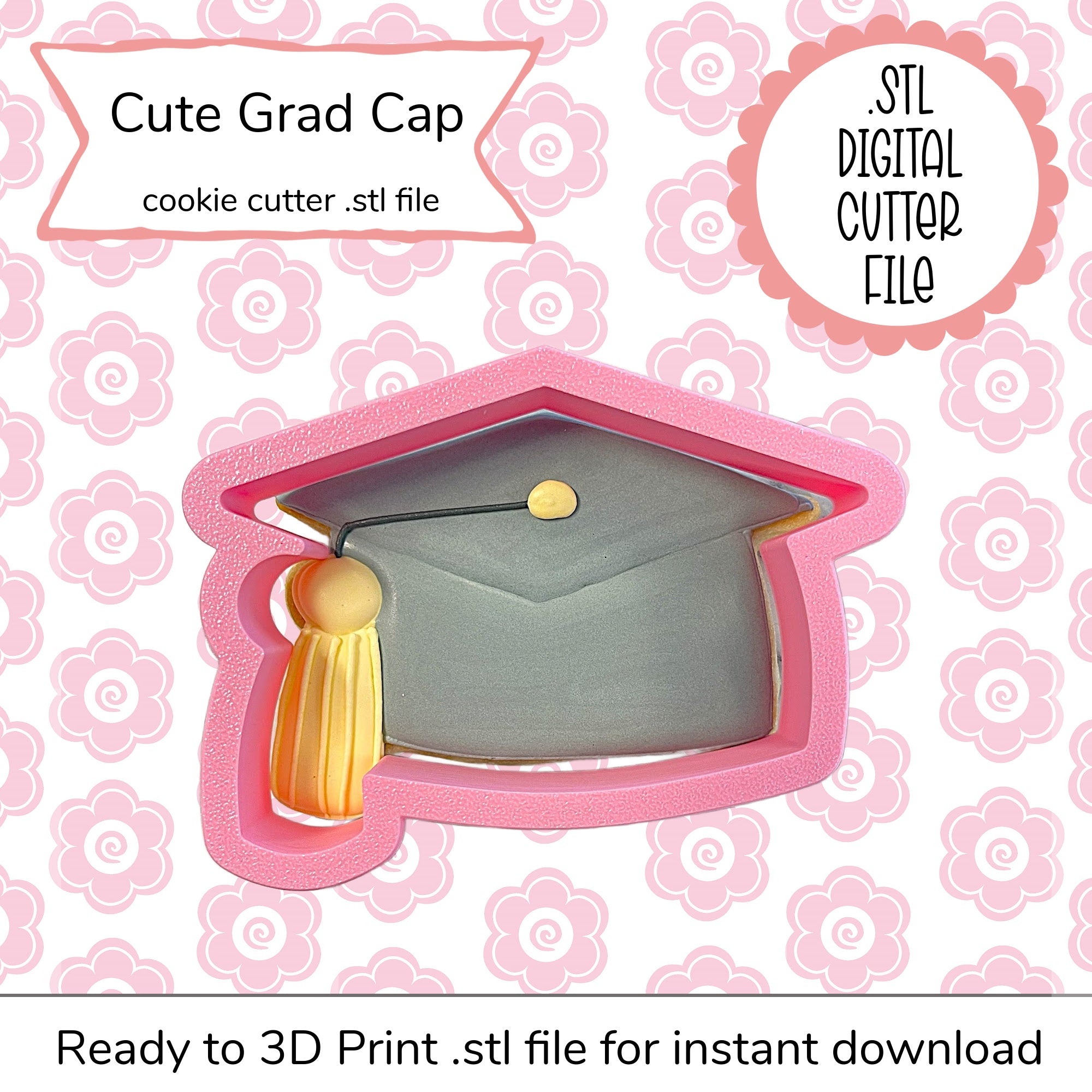 Cute Grad Cap Cutter STL File (digital file) – The Flour Box