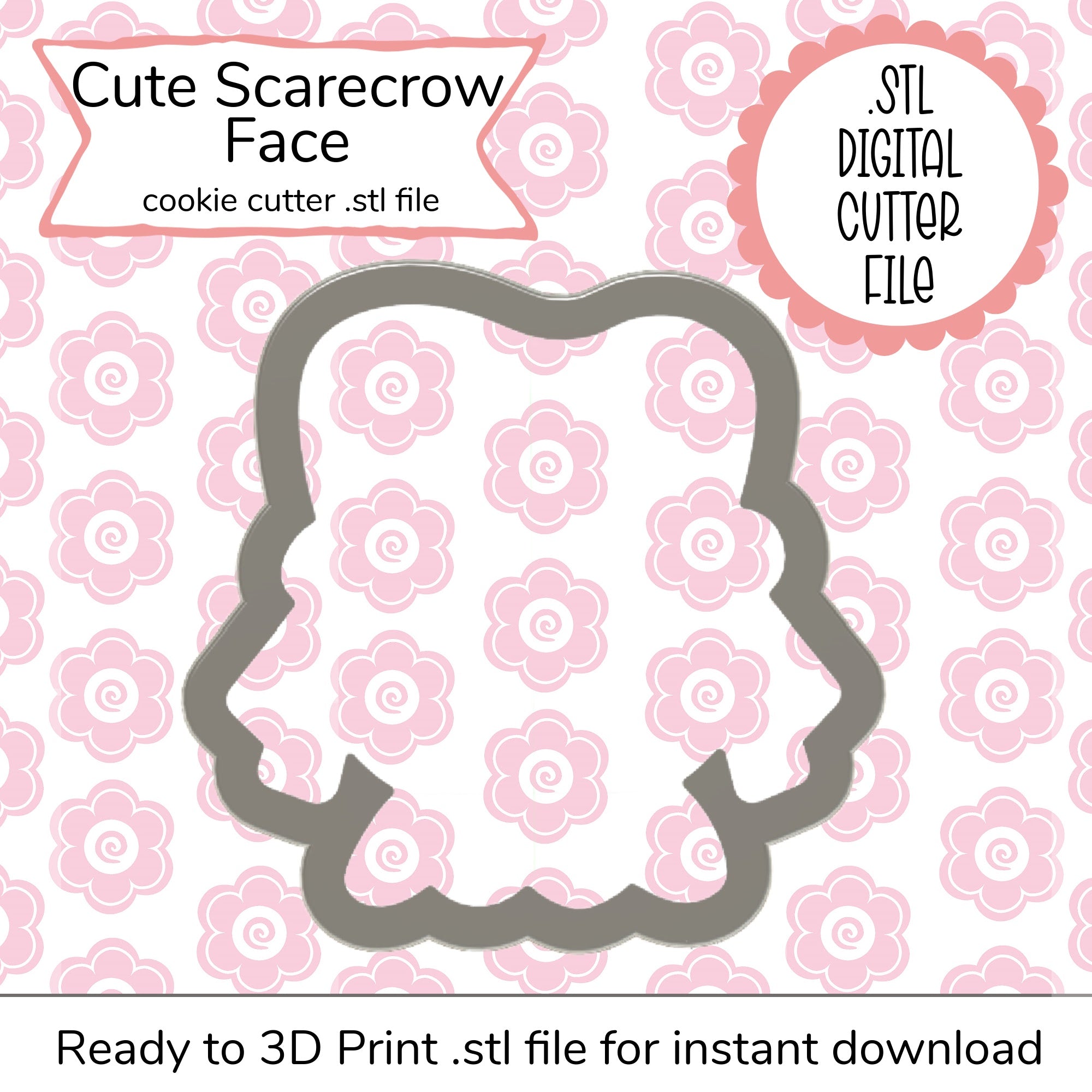 Cute Scarecrow Face Cutter STL File (digital file) – The Flour Box