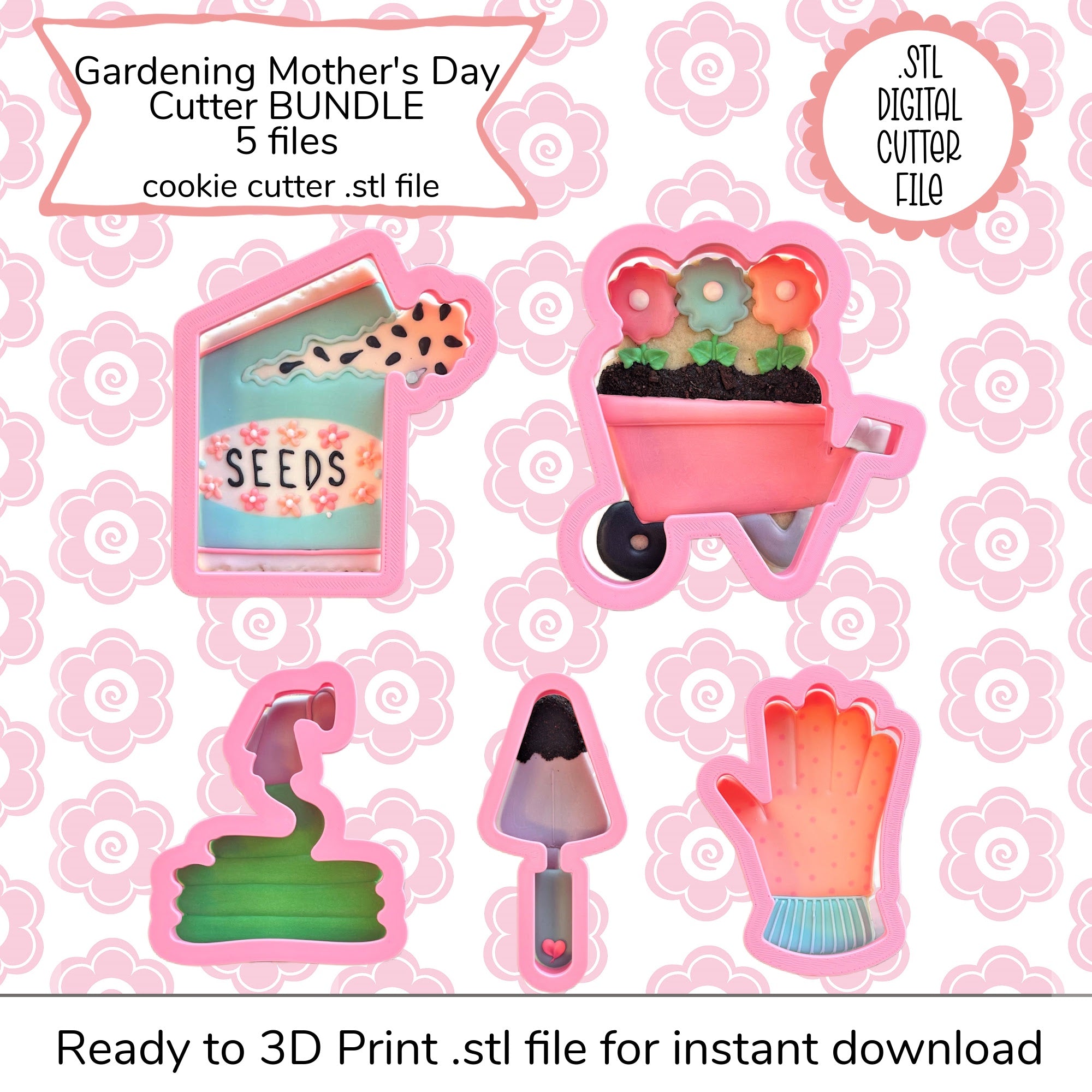 Gardening Mother's Day Cutter Bundle STL File (digital file) – The ...