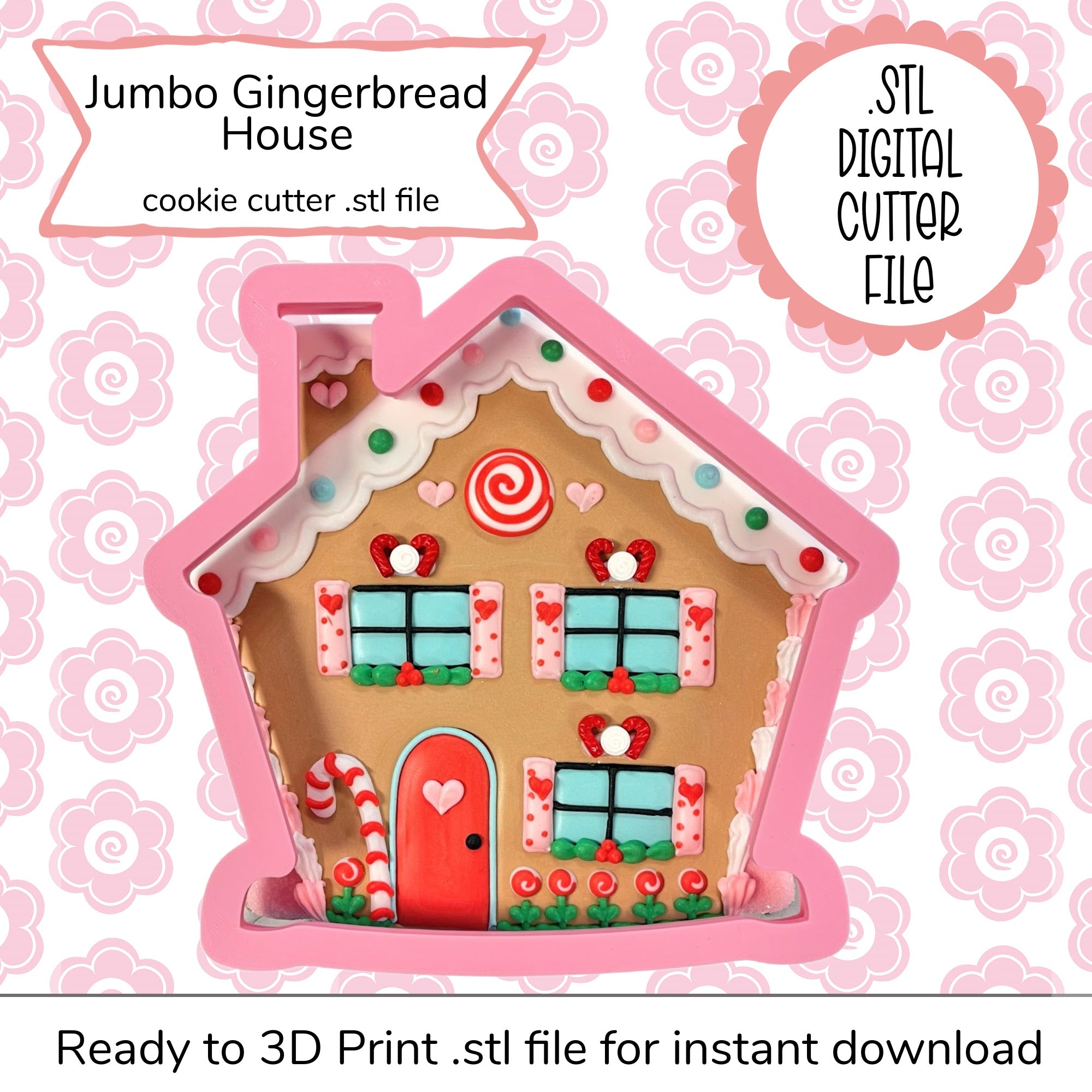 Jumbo Gingerbread House Cutter STL File (digital file) – The Flour Box