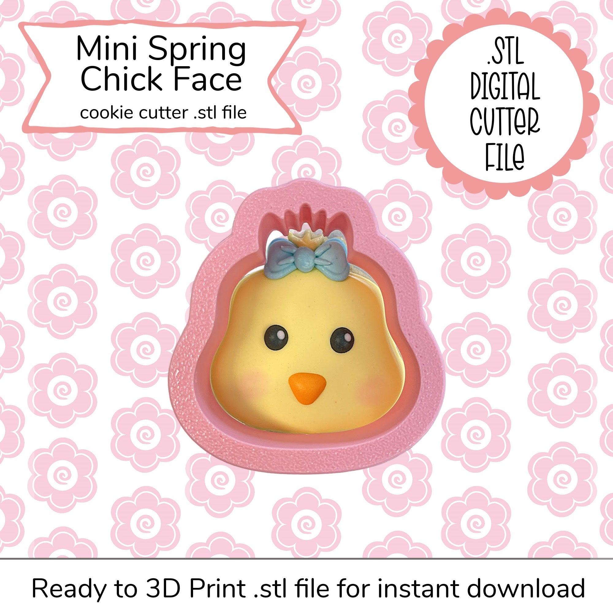Mini Spring Chick Face Cutter STL File (digital file) – The Flour Box