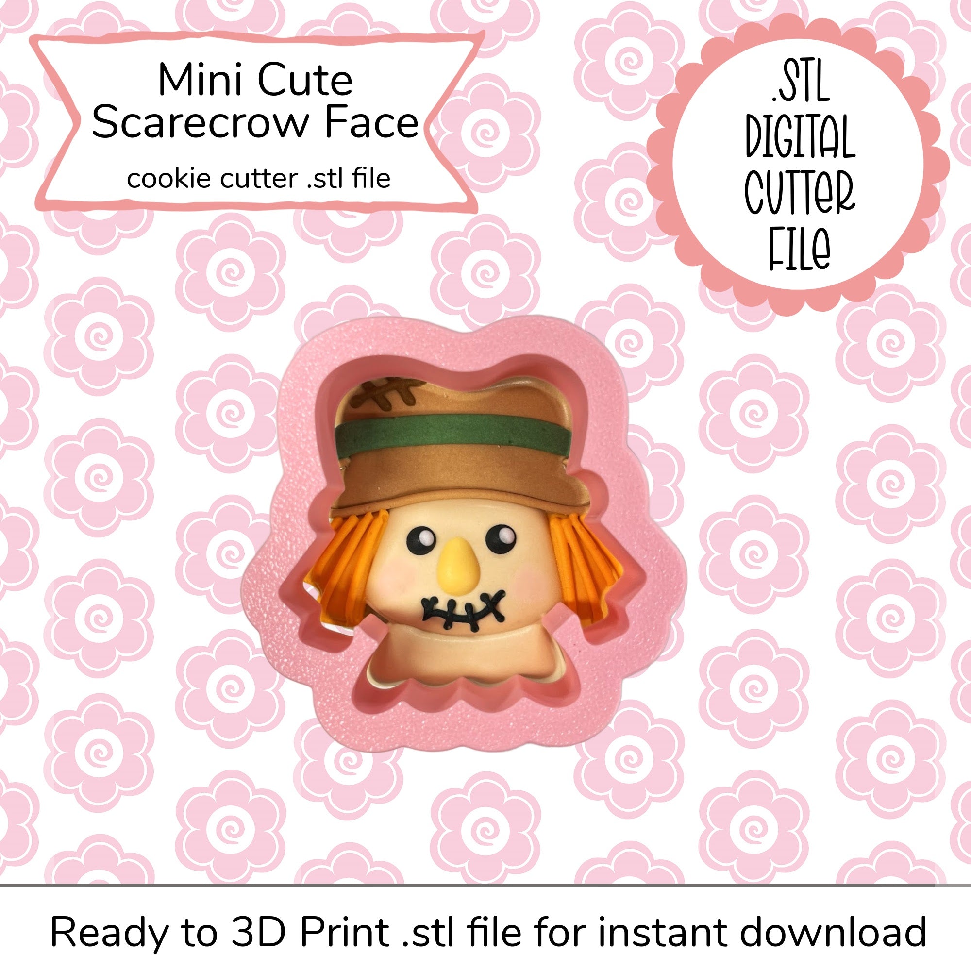 Mini Cute Scarecrow Face Cutter STL File (digital file) – The Flour Box