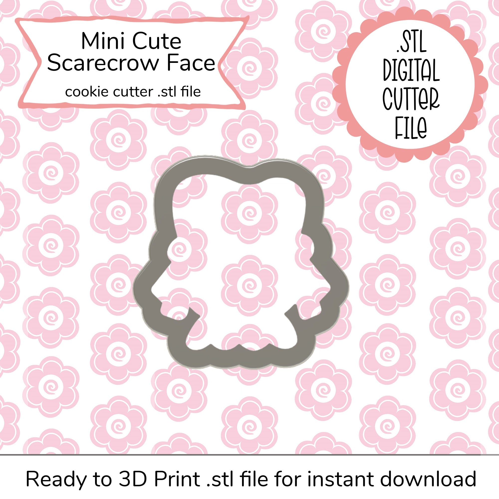 Mini Cute Scarecrow Face Cutter STL File (digital file) – The Flour Box
