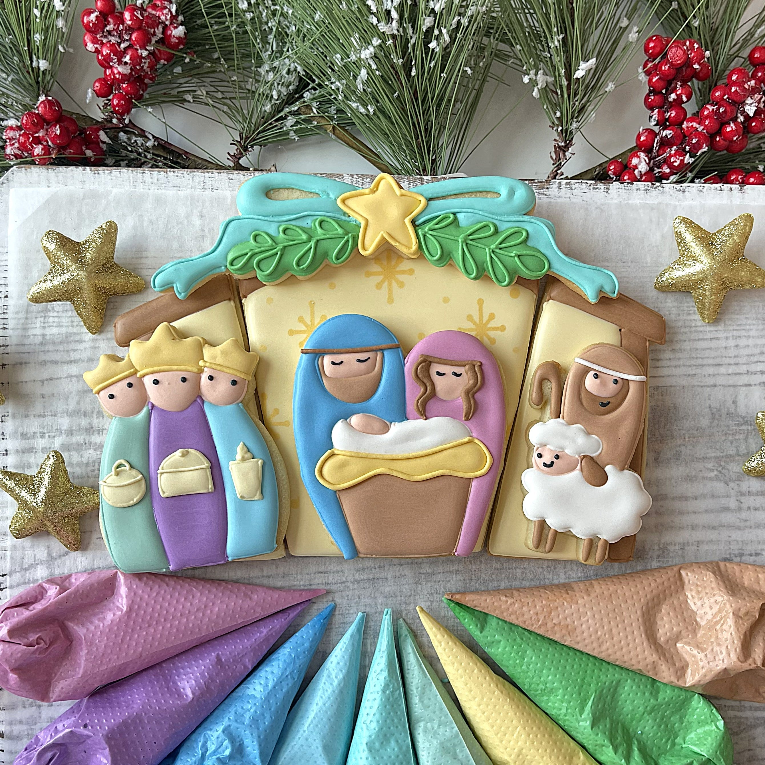 Nativity Cookie Cutter with Starry Night Stencil BUNDLE (6 cutters ...