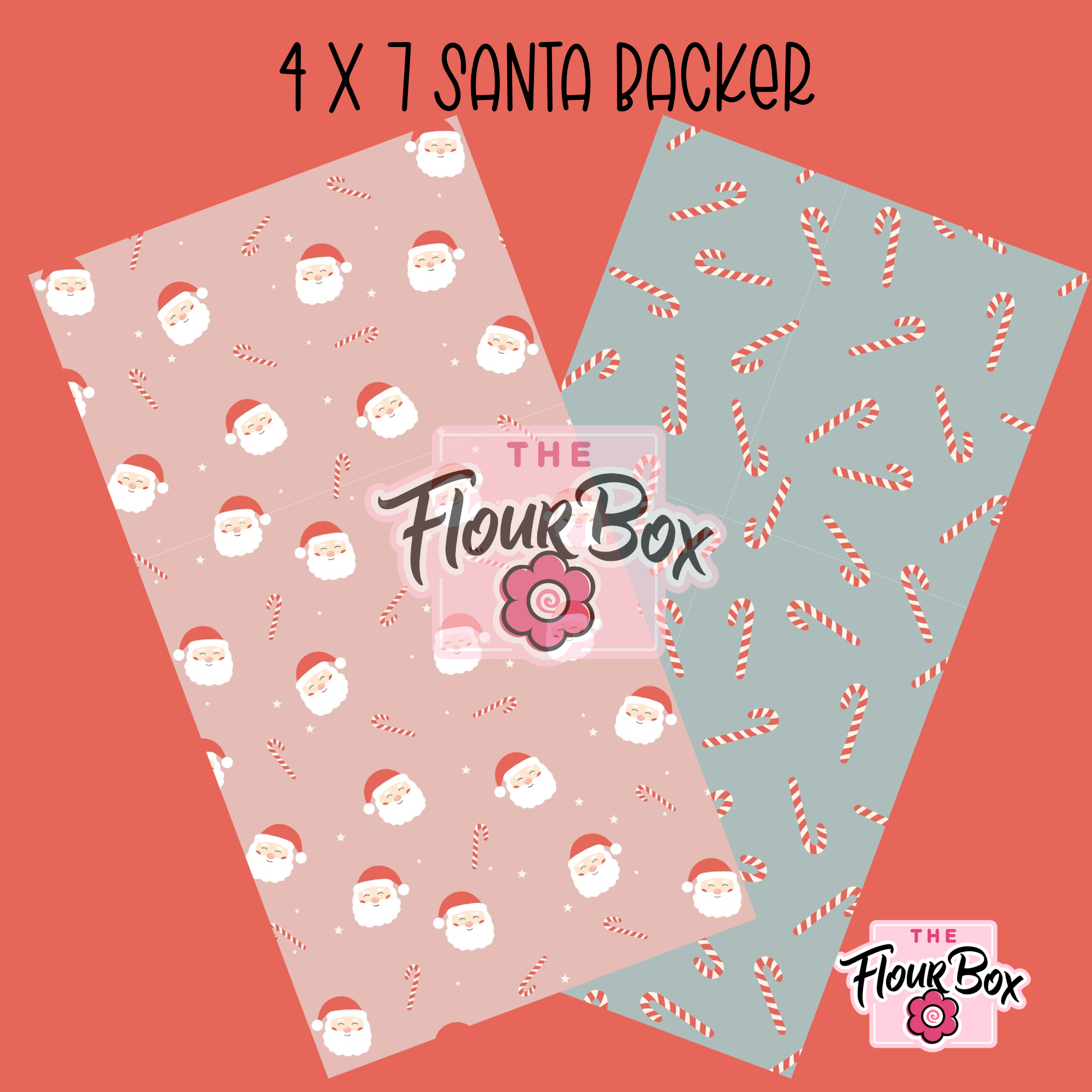 Santa and Candy Cane Cookie BOX Backer - 4" x 7" Rectangle - 25 BACKER ...