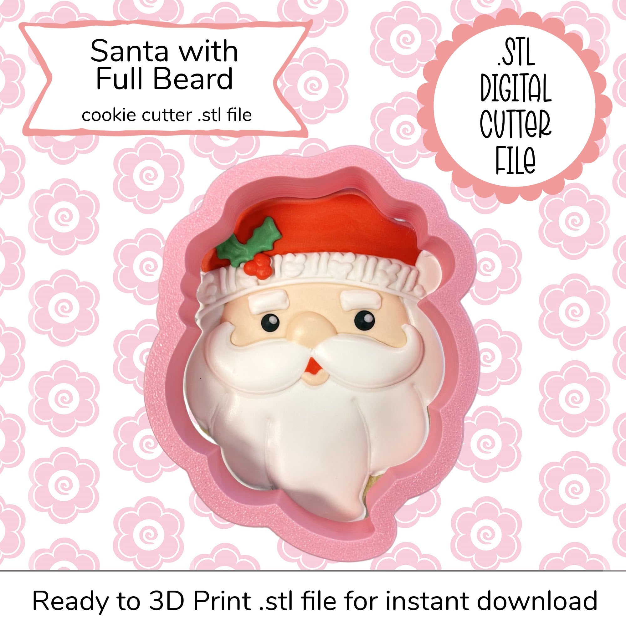 Santa with Full Beard Cutter STL File (digital file) – The Flour Box