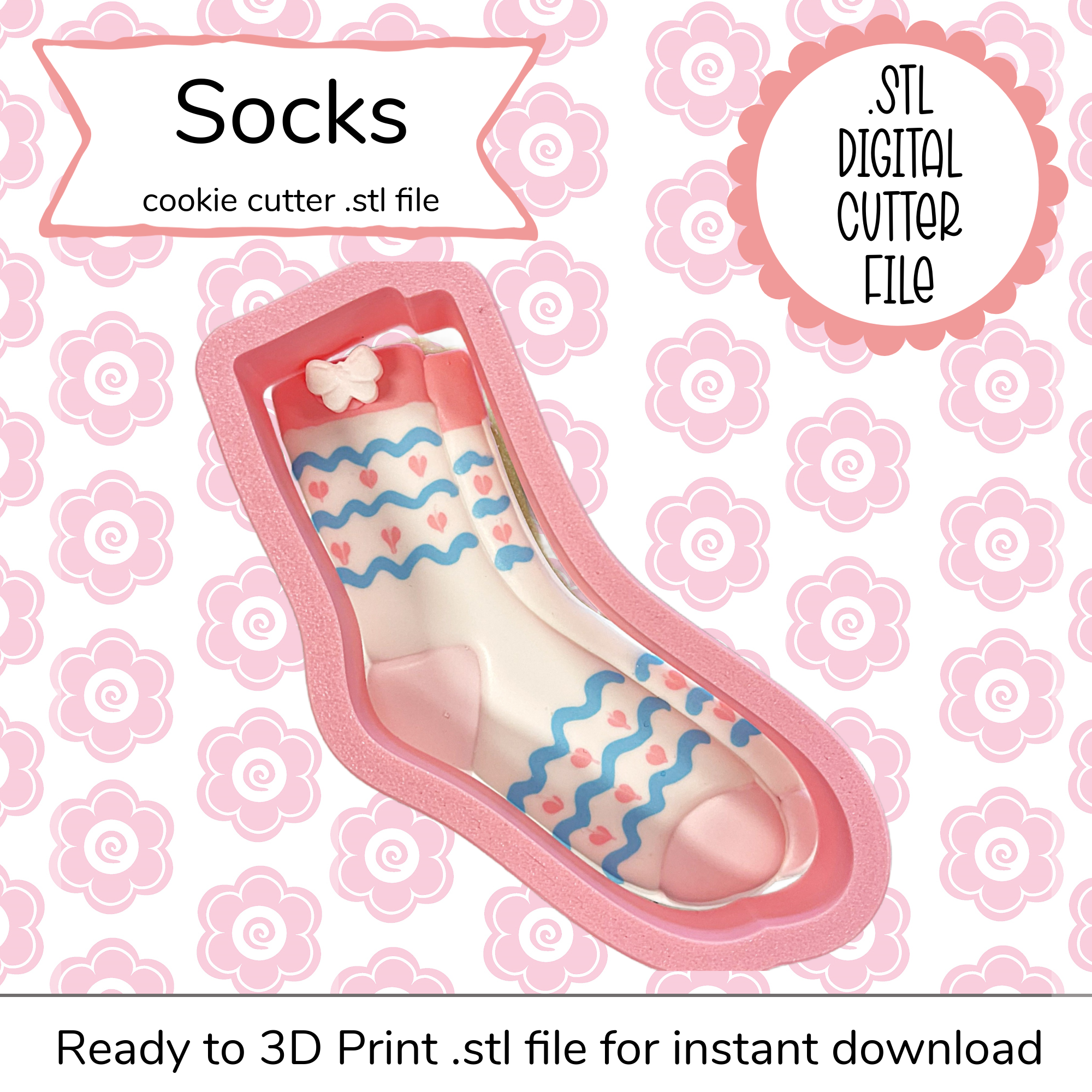 Socks Cookie Cutter STL File (digital file) – The Flour Box