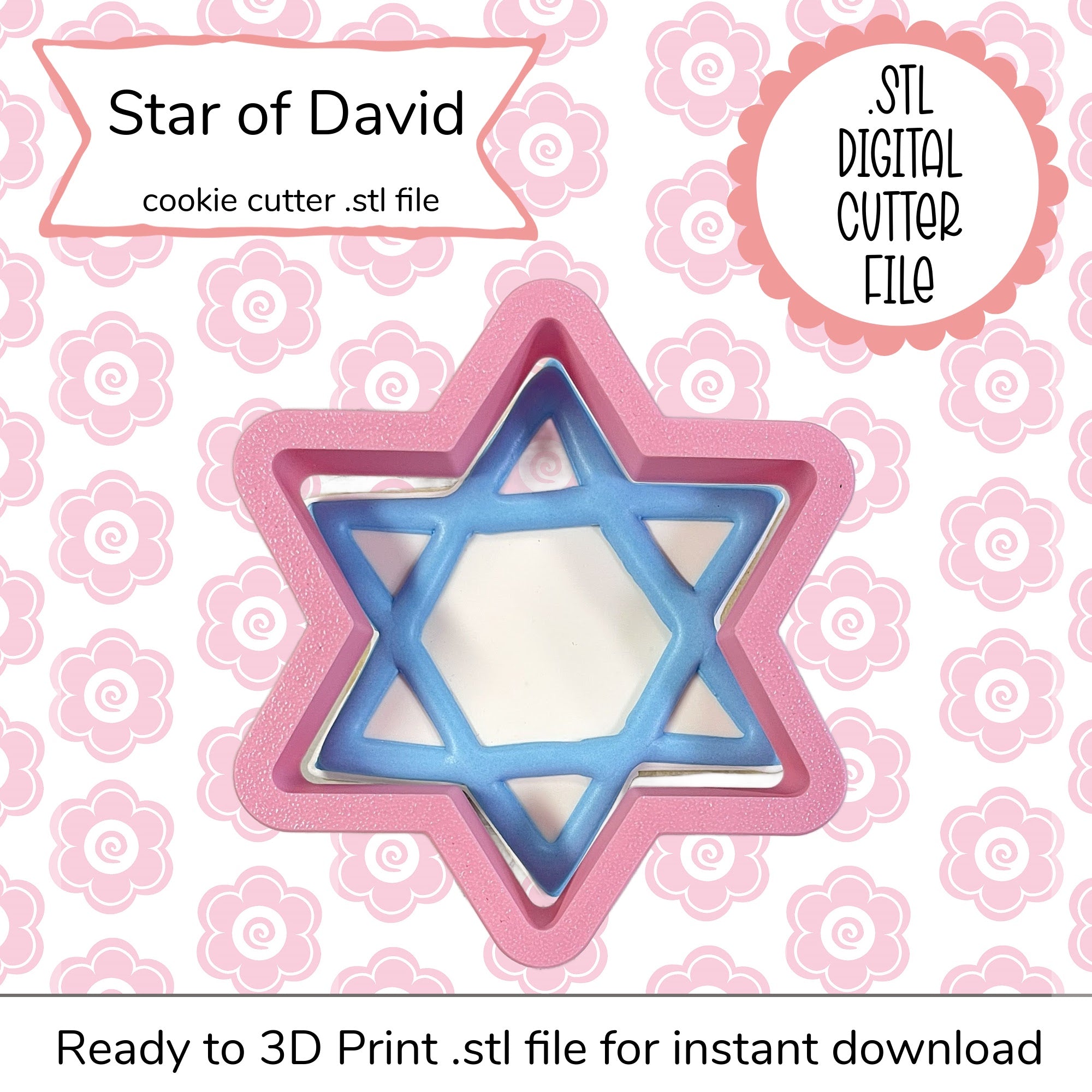 Star of David Cutter STL File (digital file) – The Flour Box