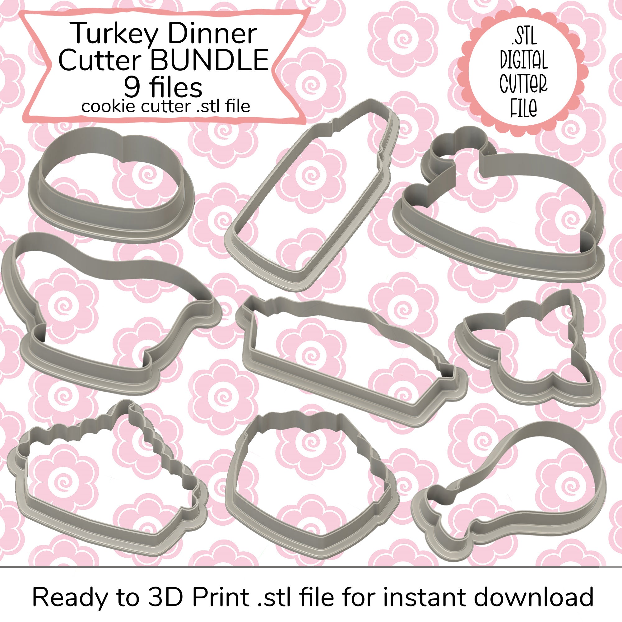 Turkey Dinner Cutter Bundle STL File (digital file) – The Flour Box
