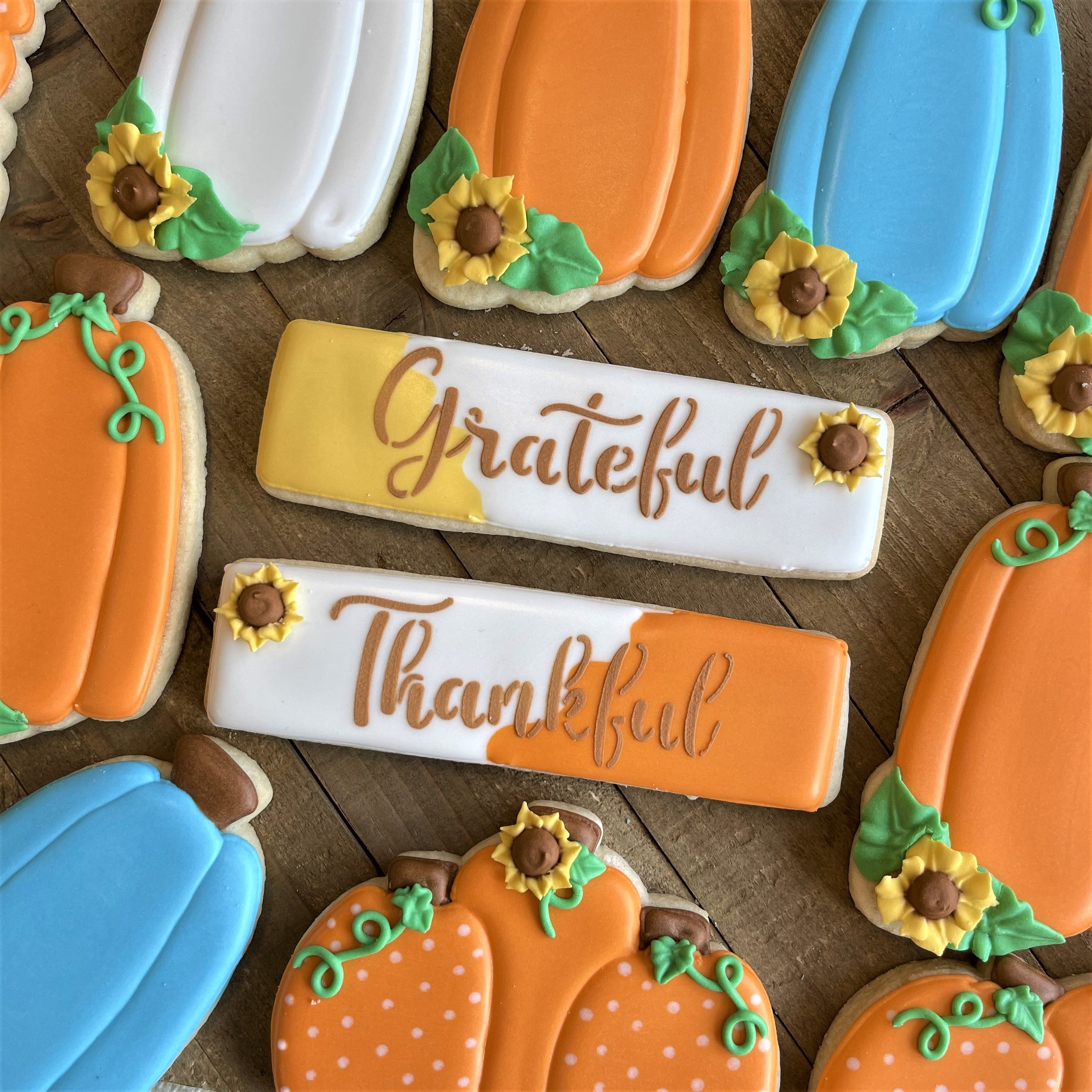 Thankful, Grateful Cookie Stick Stencil – The Flour Box
