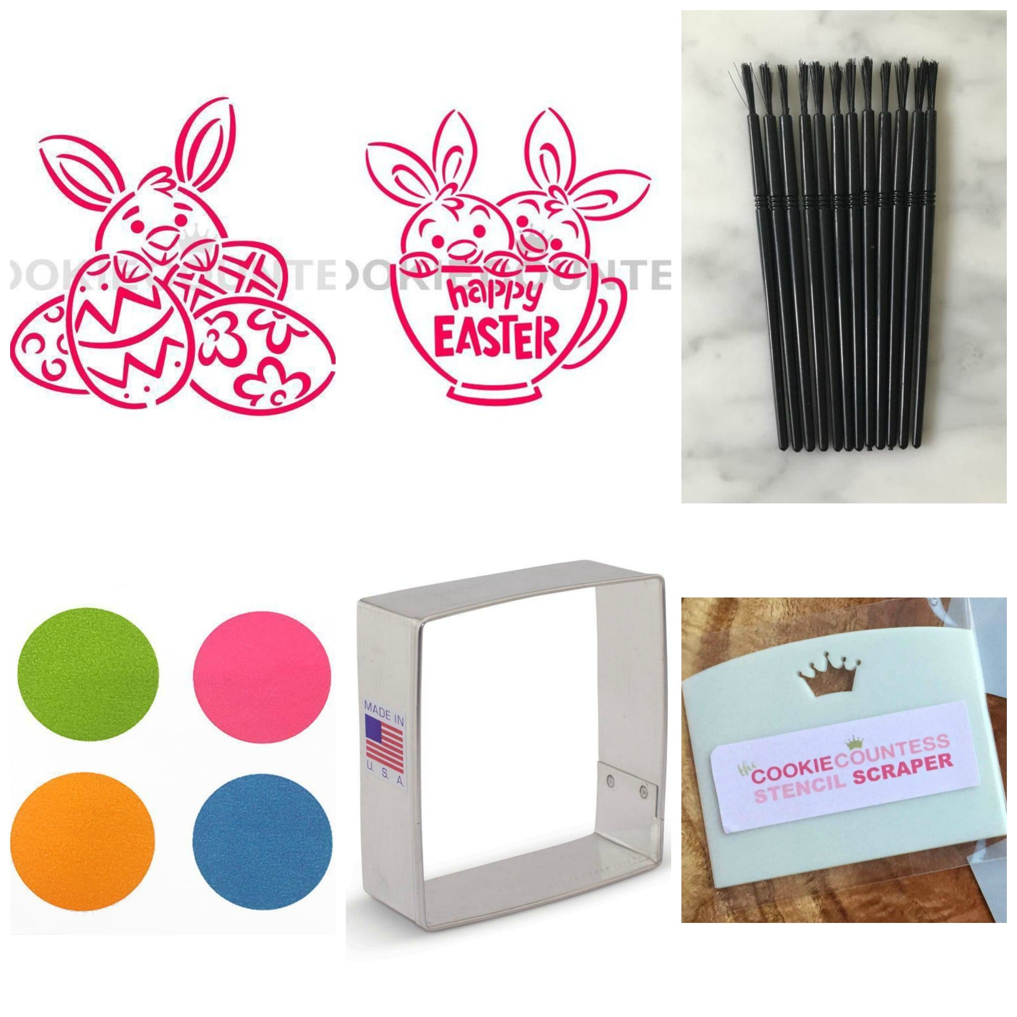 Easter PYO BUNDLE with stencils, cutter, brushes & palettes – The Flour Box