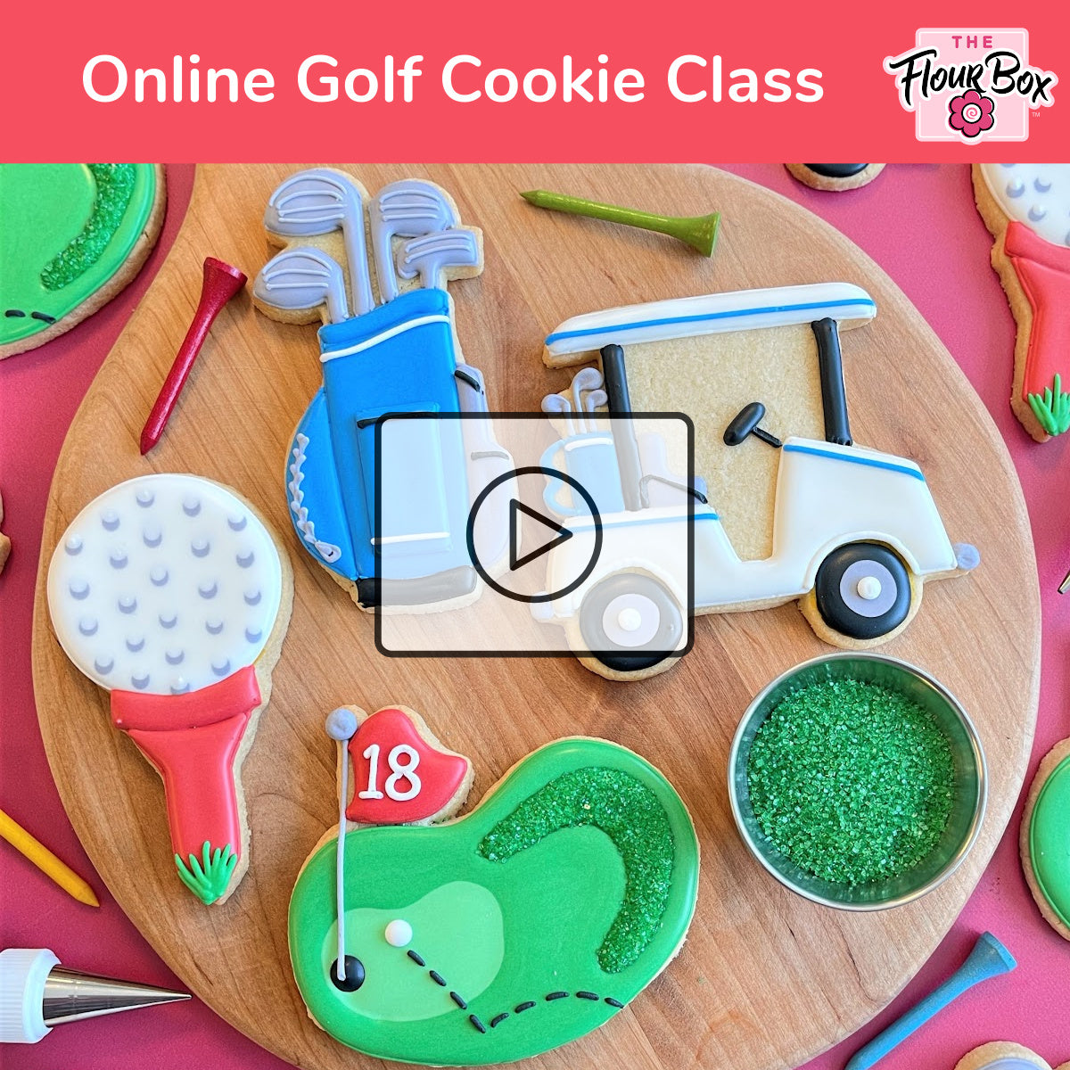 Golf Cookie Decorating Class Recording with Optional Kit – The Flour Box